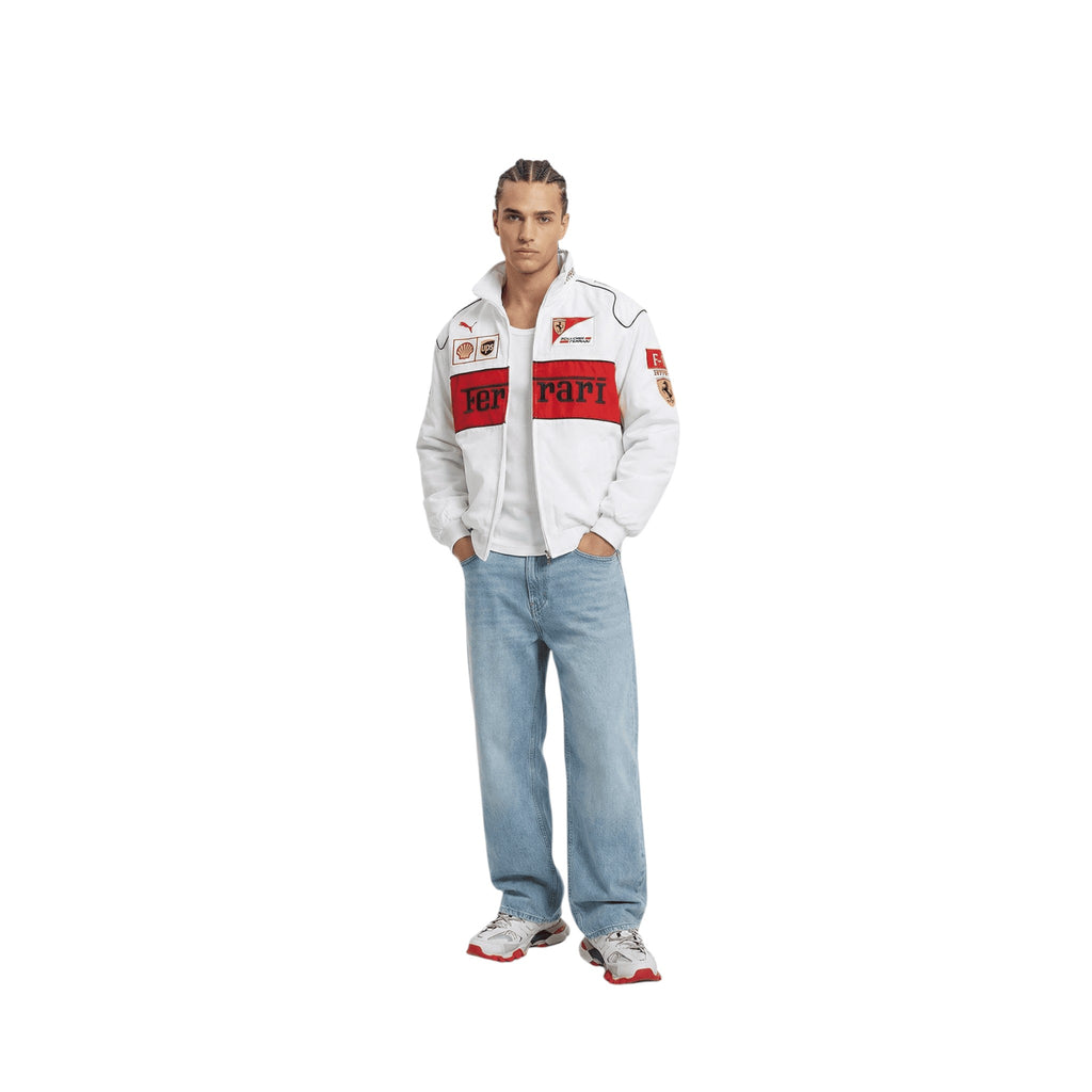 Ferrari F1 Vintage Racing Jacket - White Edition – Speedx Crafts